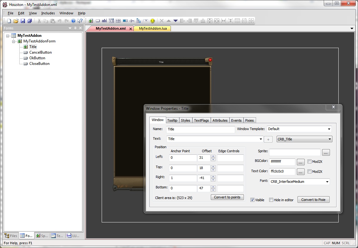 Houston is the all-in-one tool for easy creation and editing WildStar Addons. It allows users to: